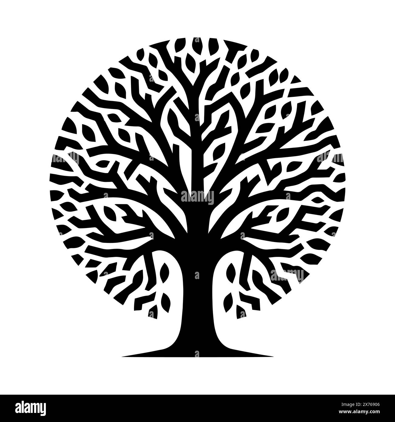 Tree logo design. Tree icon isolated. Black tree symbol with leaves ...