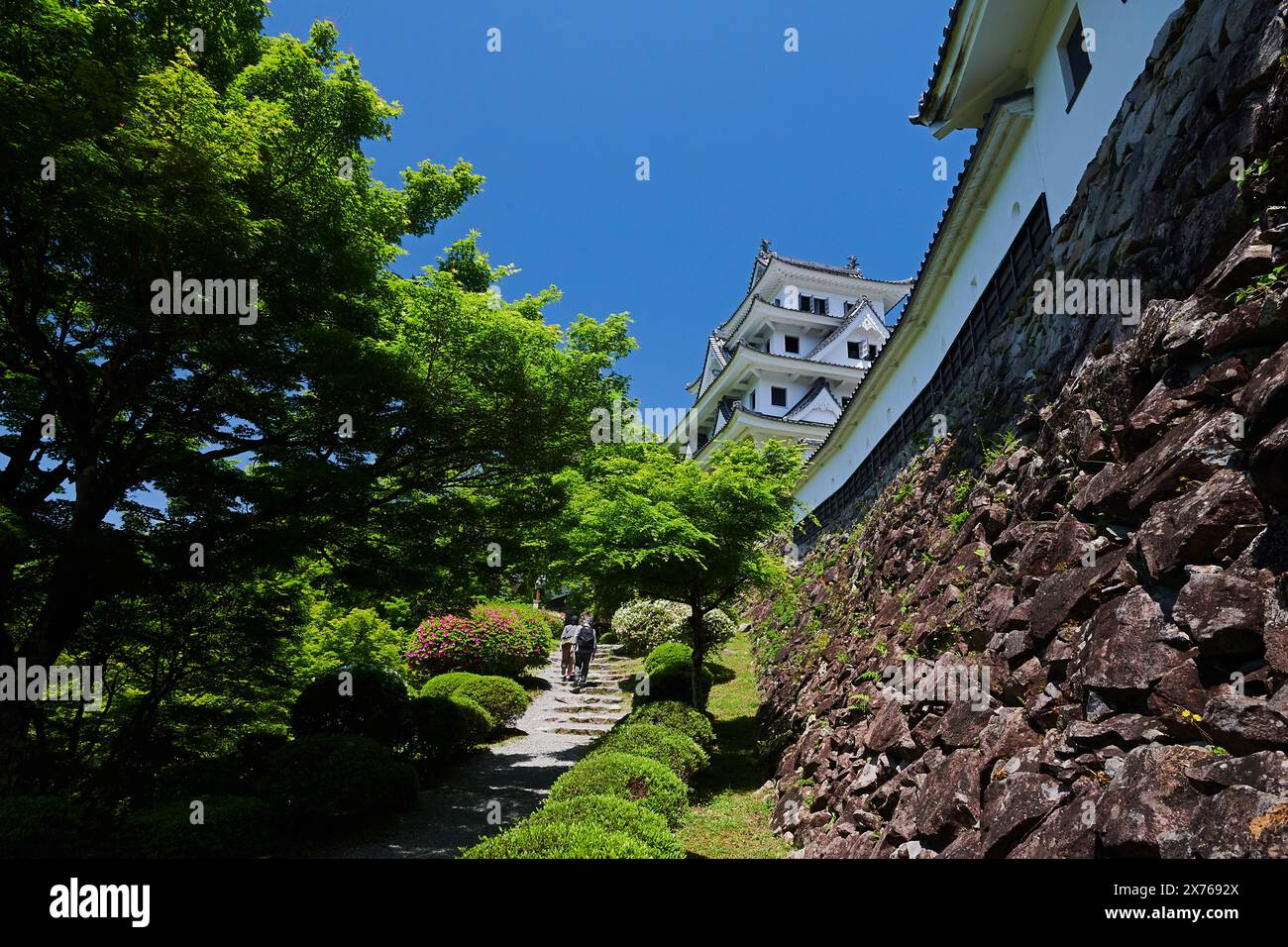 The historic Gifu Castle in the mountains of central Japan Stock Photo ...