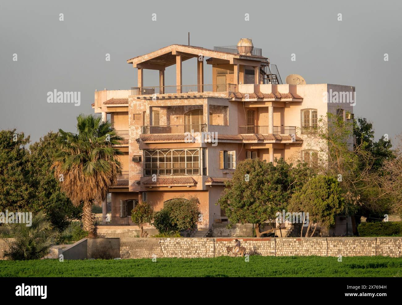 Modern properties on Section of Nile river bank, Egypt Stock Photo - Alamy