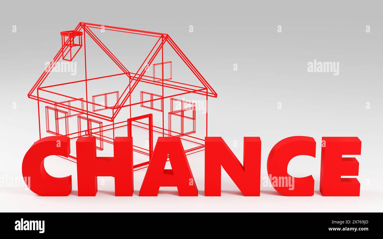 Sign Chance made by tiny house Minimal Concept 3D render Illustration ...