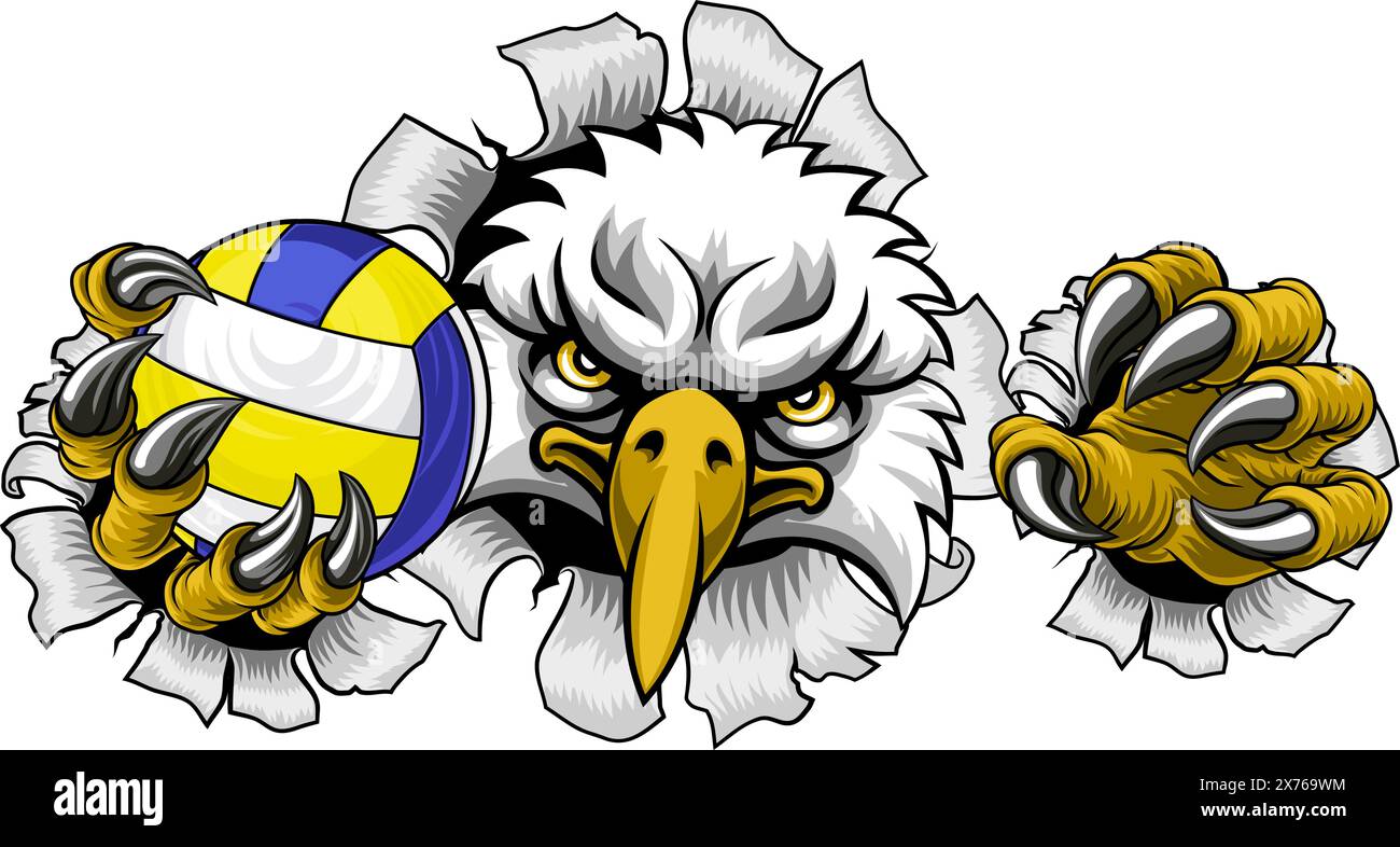Eagle Hawk Bird Volleyball Volley Ball Mascot Stock Vector Image & Art ...