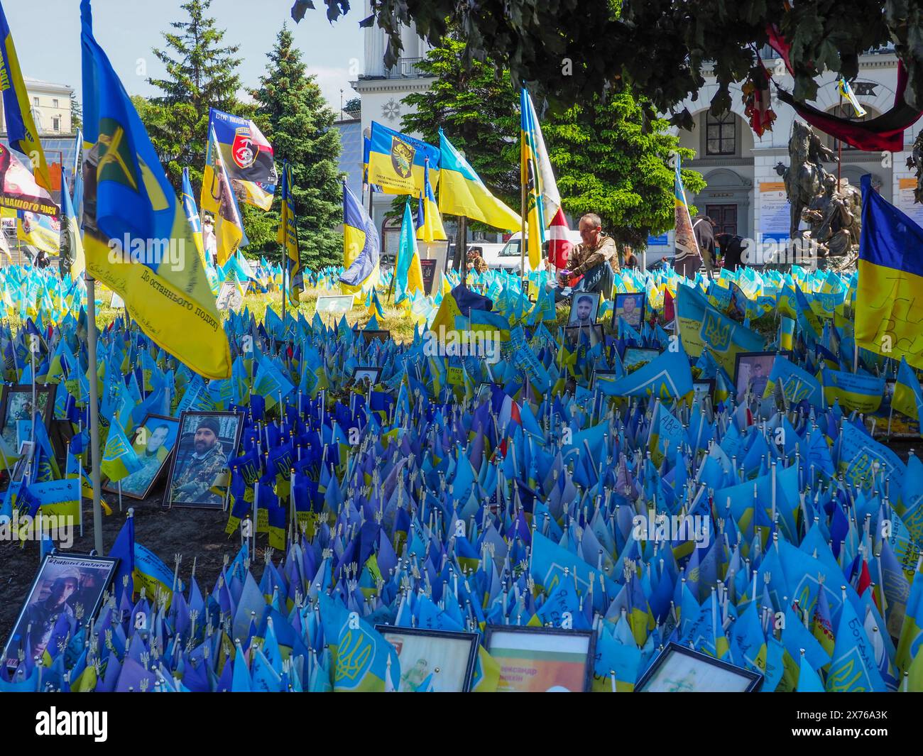 Kyiv, Ukraine. 17th May, 2024. Hundreds of flags with the names of ...