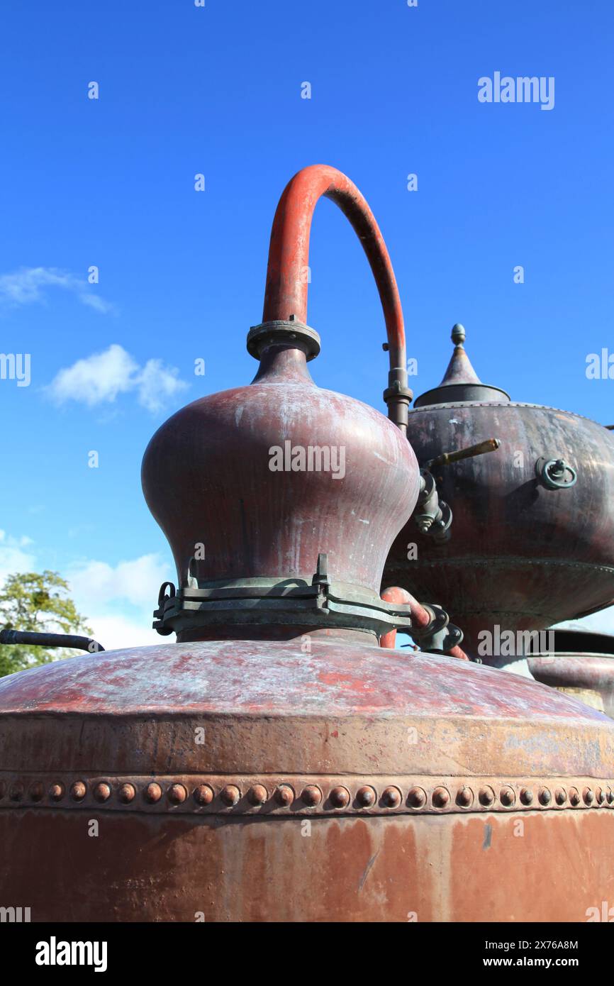 Old copper distillation still used for the production of Calvados Stock ...
