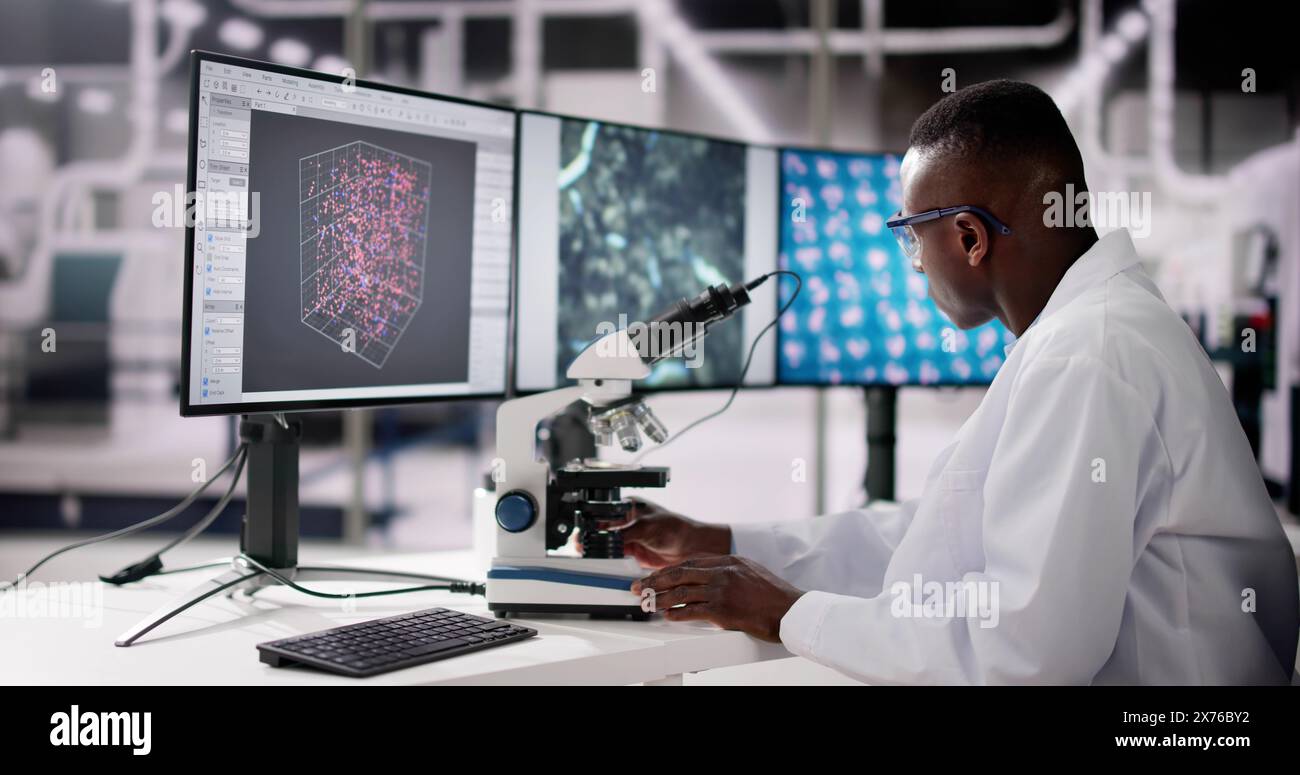 Black man laboratory computer screen hi-res stock photography and ...