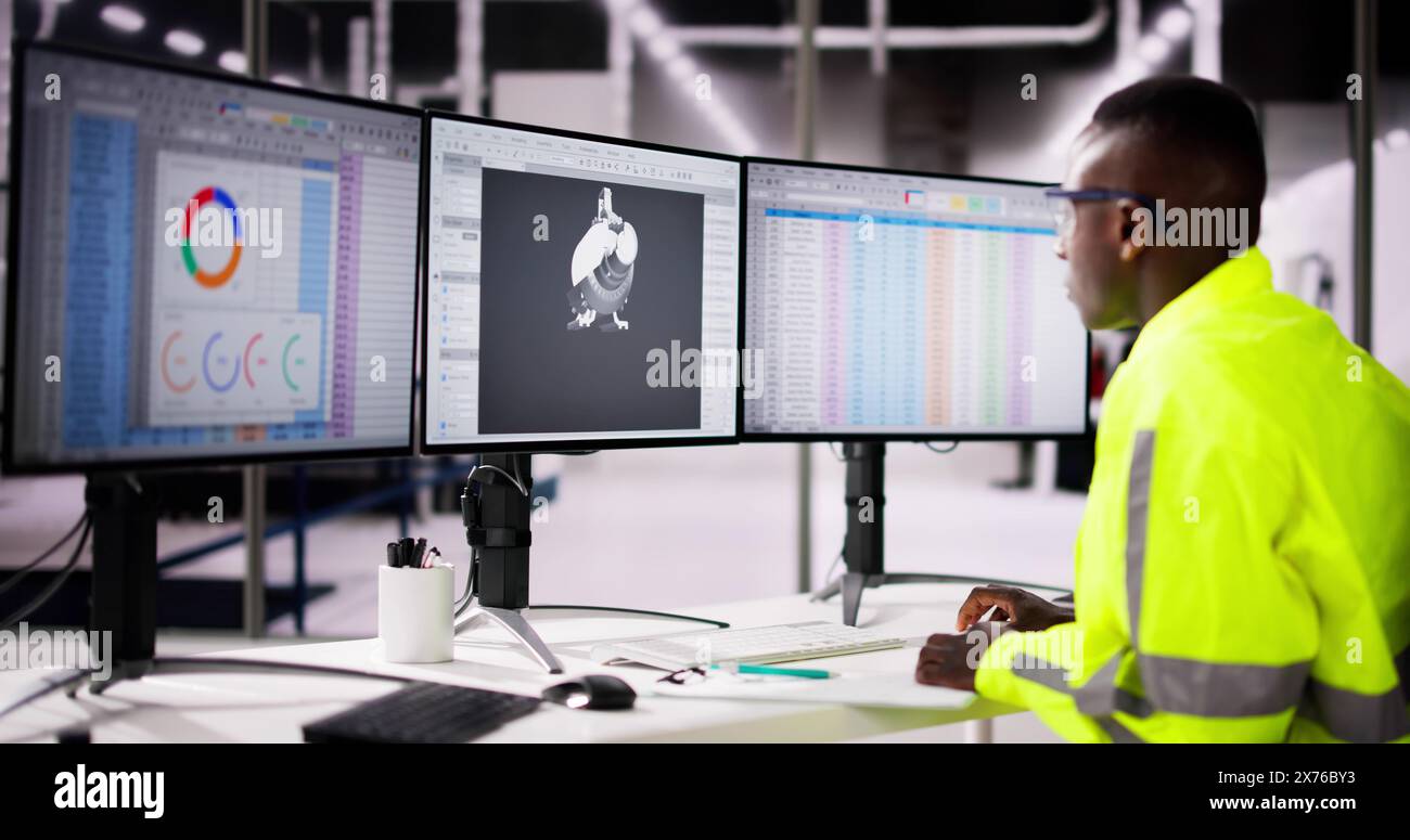 3D Software Engineer Developing Engineering Design Models Stock Photo ...