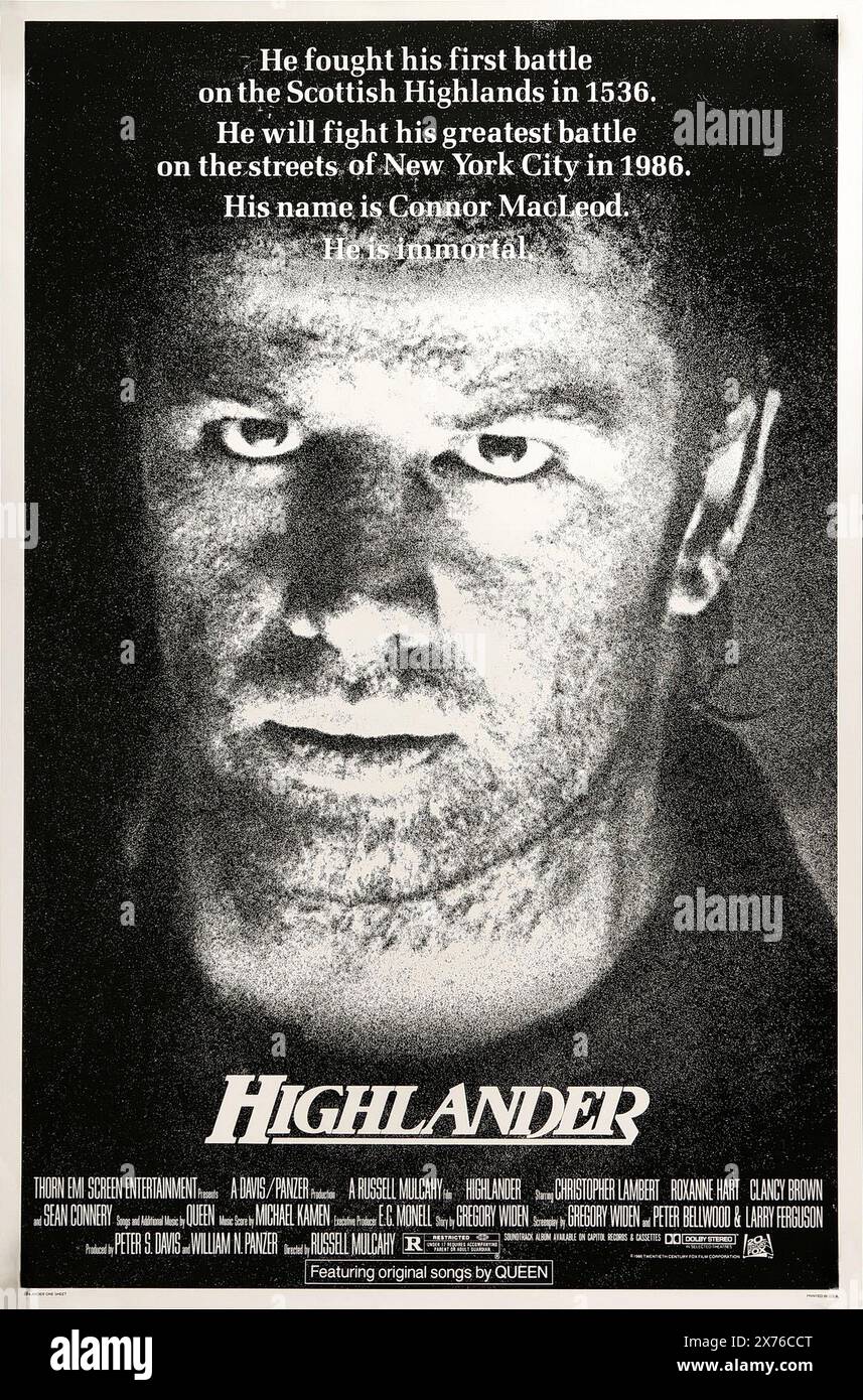 Highlander (Thorn EMI, 1986). Christopher Lambert Stock Photo - Alamy