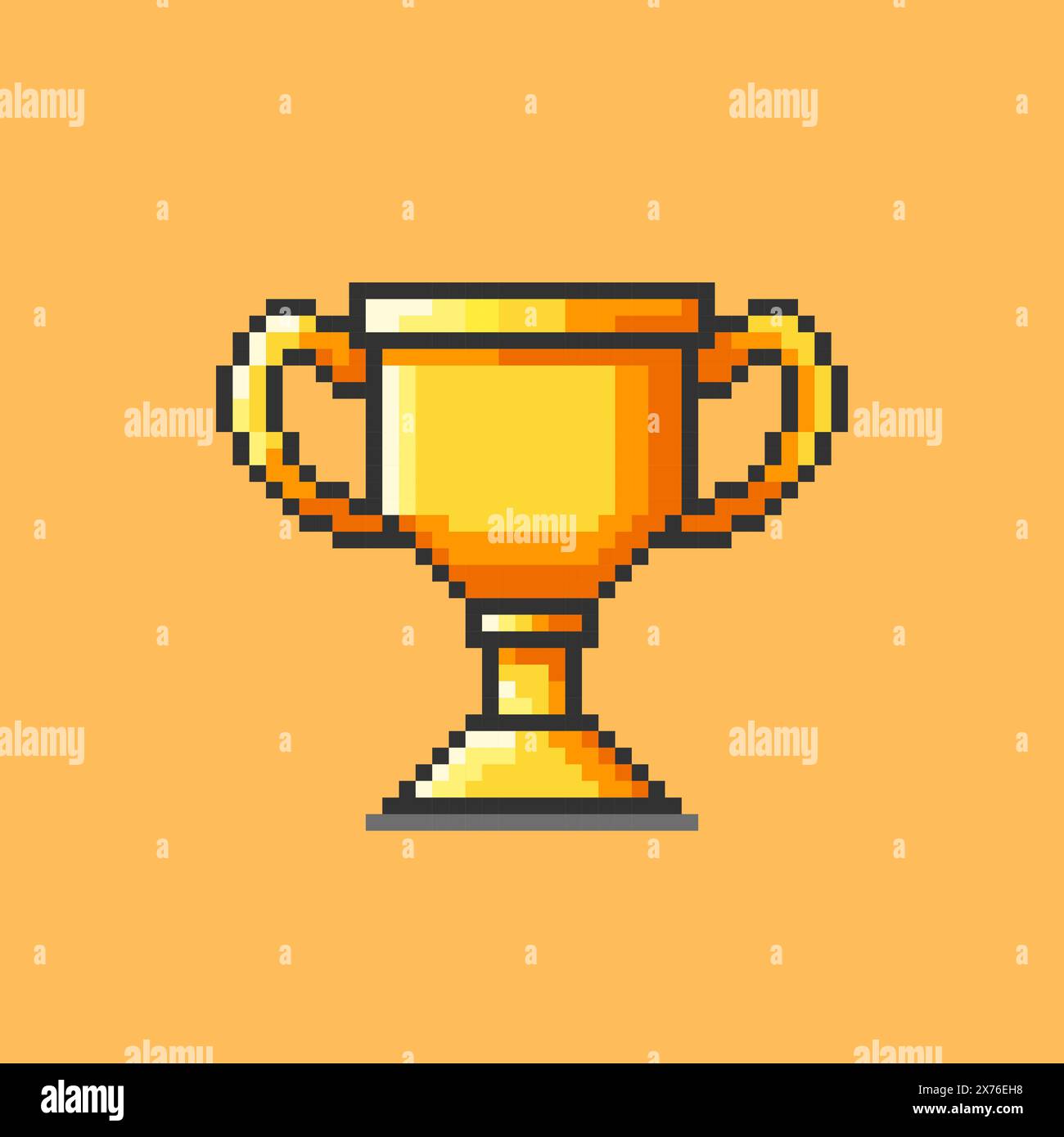 Vector Illustration of Trophy with Pixel Art Design, perfect for game ...