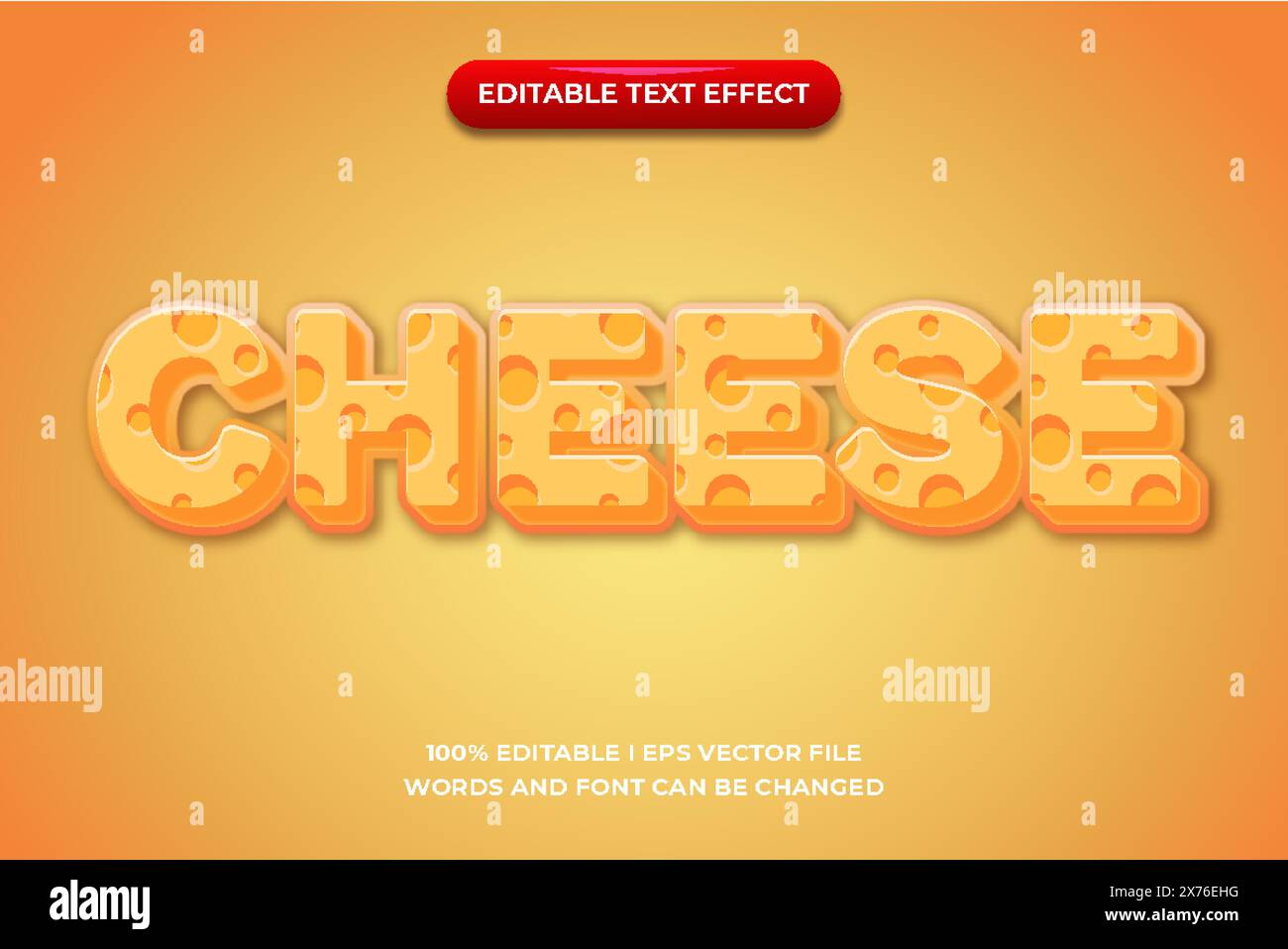 Editable text effects Cheese , words and font can be changed Stock ...