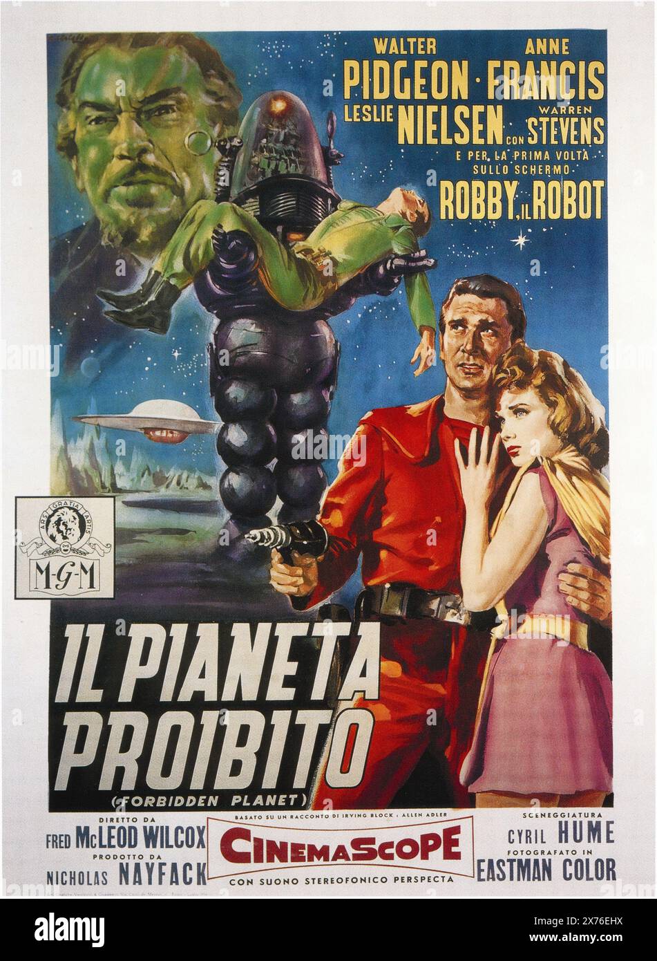 Forbidden Planet (MGM, 1956). Anne Francis, Leslie Nielsen, and Walter Pidgeon. science fiction ...