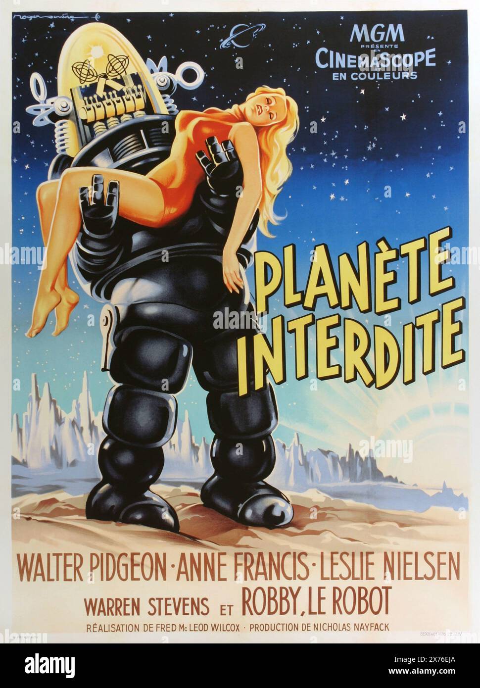 Forbidden Planet (MGM, 1956). Anne Francis, Leslie Nielsen, and Walter Pidgeon. science fiction ...