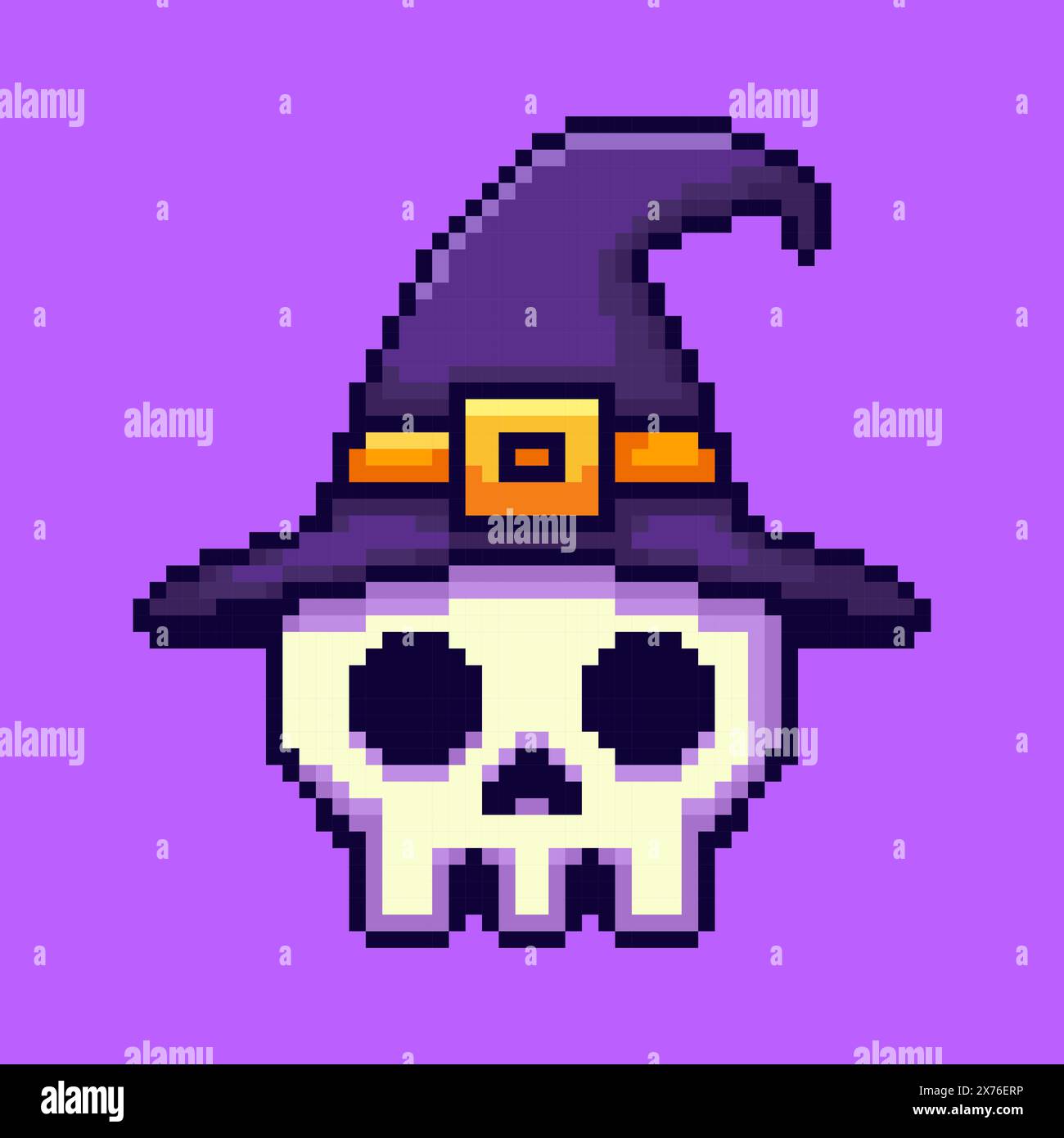 Vector Illustration of Skull hat halloween with Pixel Art Design ...