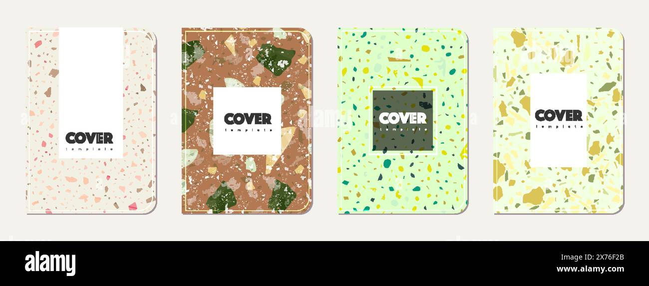 School diary cover design. Terrazzo abstract background made of natural ...