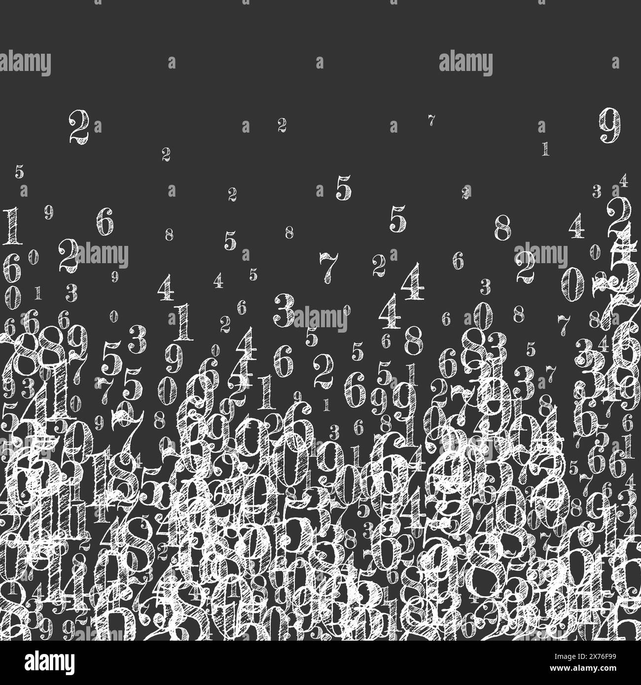 Concept of school background. White chalk numbers and digits falling ...