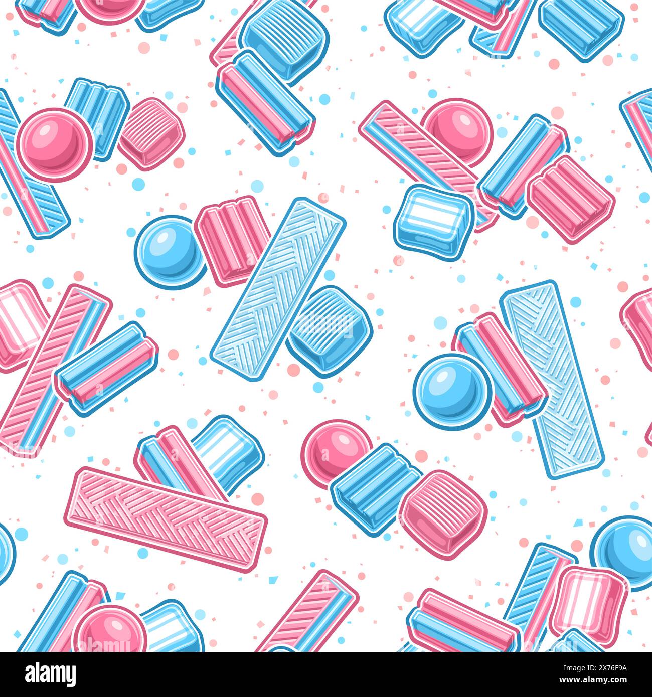 Vector Bubble Gum Seamless Pattern Fancy Repeat Background With
