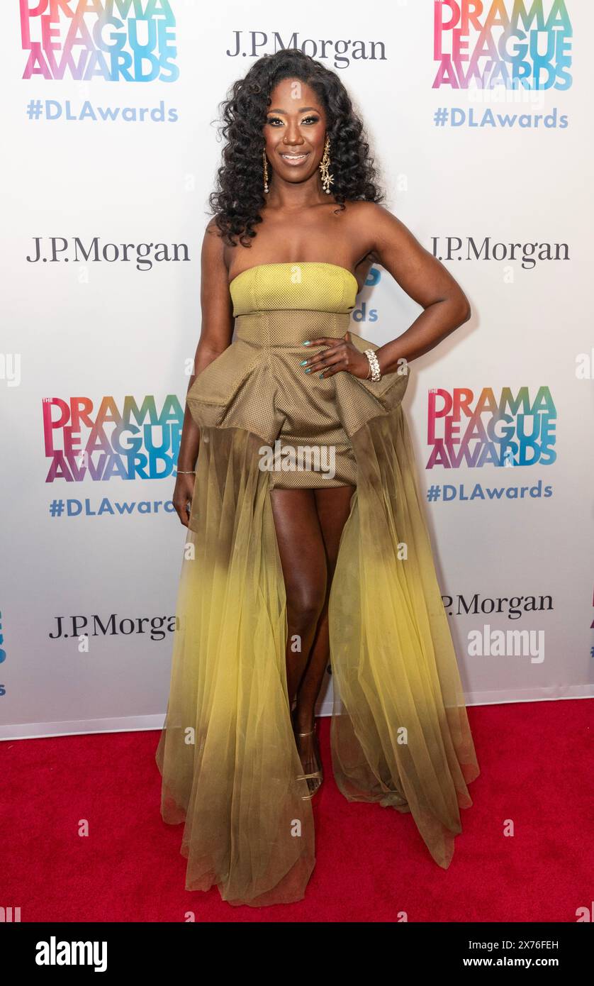 Amber Iman wearing dress by ACE attends 90th Annual Drama League Awards ...