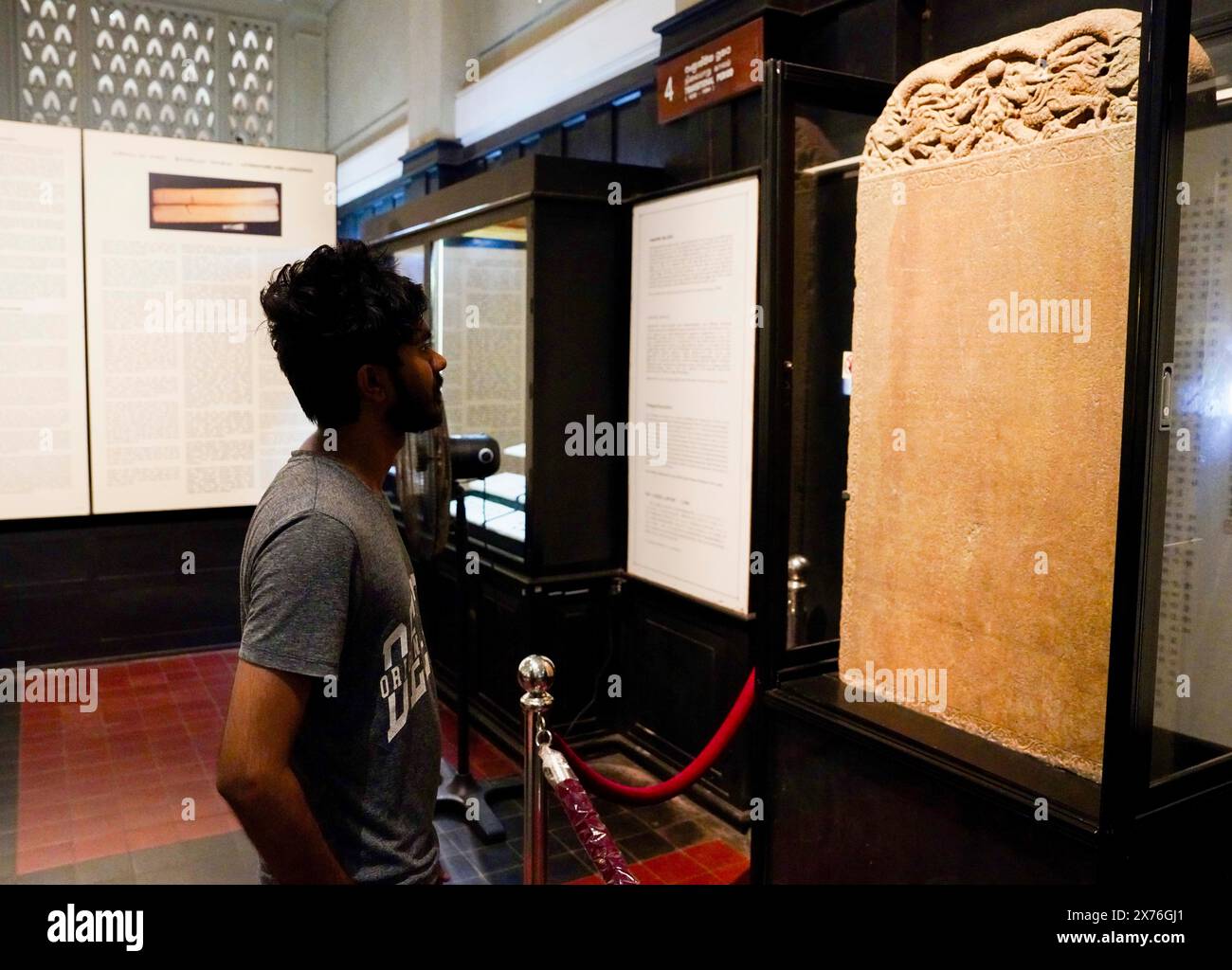 Colombo, Sri Lanka. 13th May, 2024. A visitor looks at an exhibit at ...