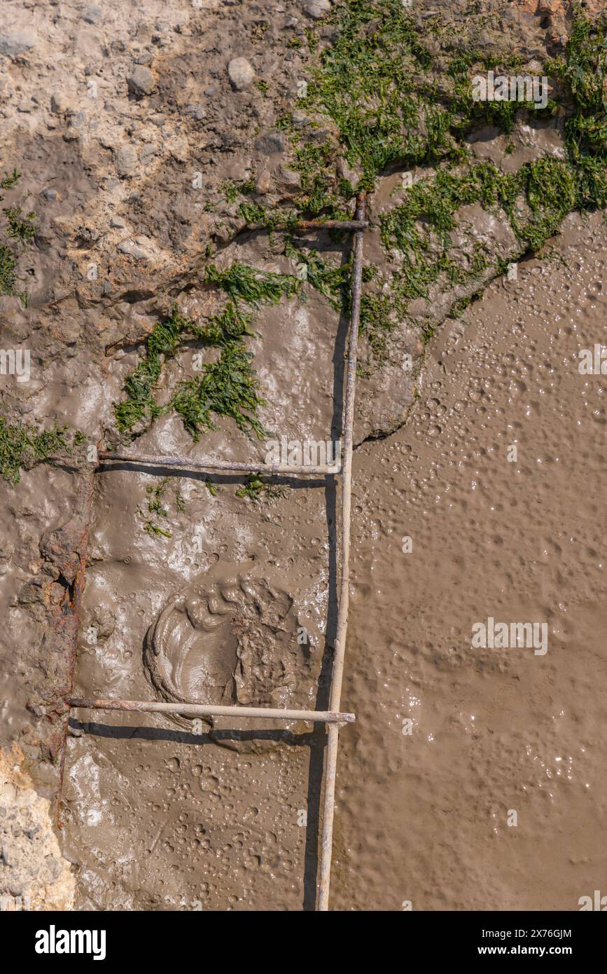 Rebar in the slipway concrete exposed Stock Photo - Alamy