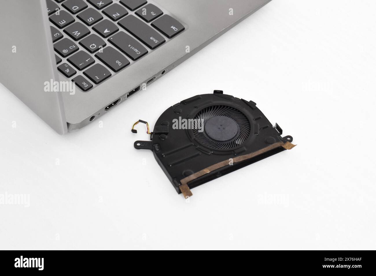 Cooling system for laptop or notebook isolated on white background. CPU ...