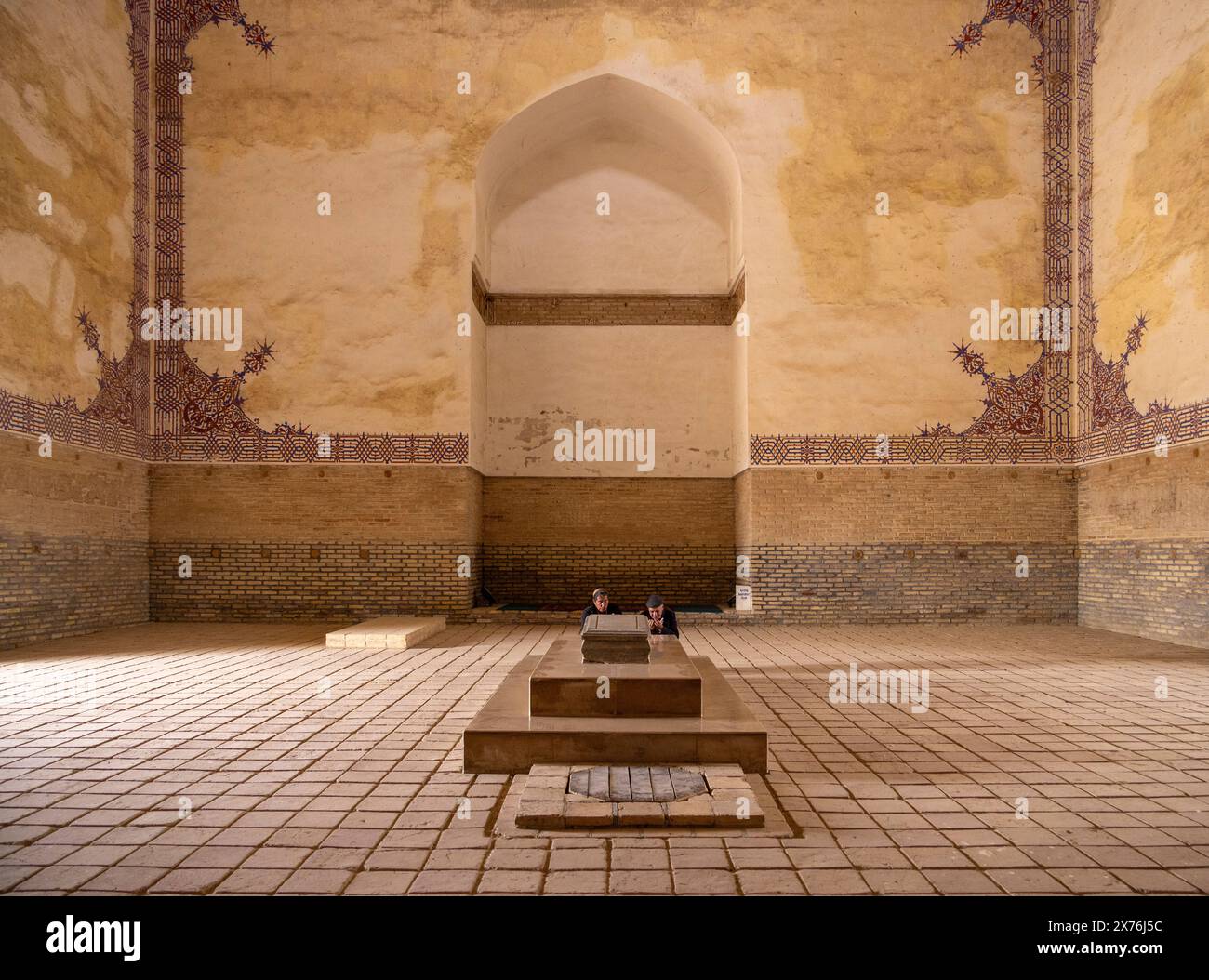 male pilgrims in prayer at the tomb of Sultan Sanjar, Marv ...