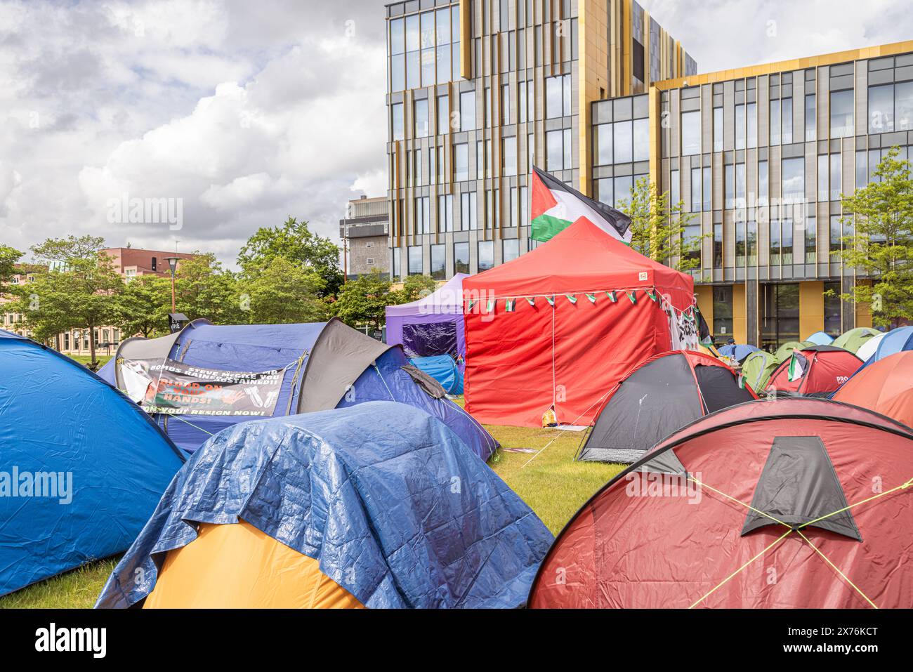 Pro Palestinian protesters in around 40 tents set up at the University ...