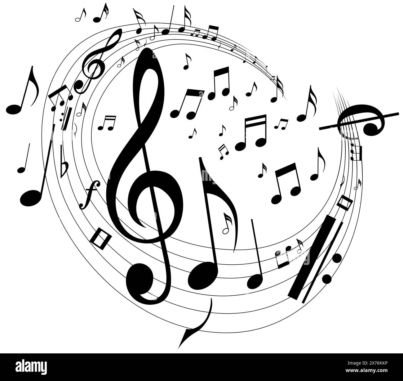 Drawing of Whirling Music Notes Stock Vector Image & Art - Alamy
