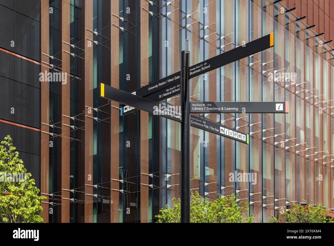 A signpost at the University of Birmingham provides navigation for ...