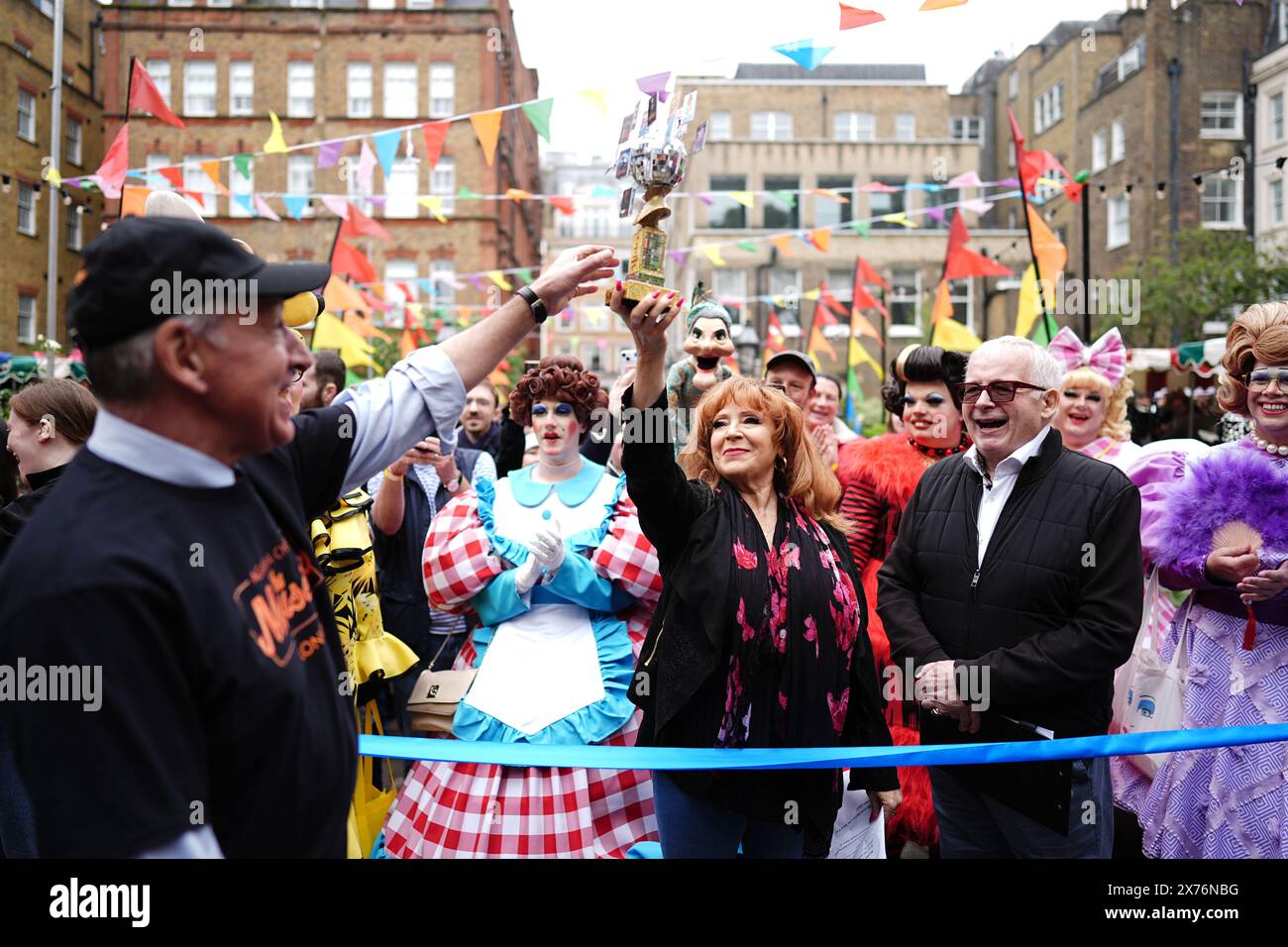 Harriet Thorpe and Christopher Biggins announcing The Mousetrap stall ...