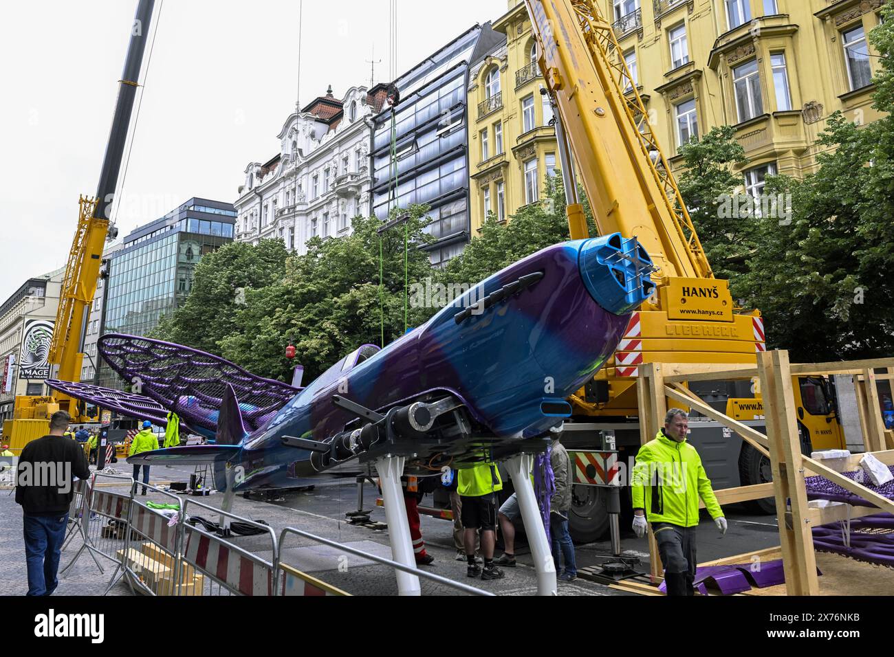 Prague, Czech Republic. 18th May, 2024. Installation of artworks on the ...