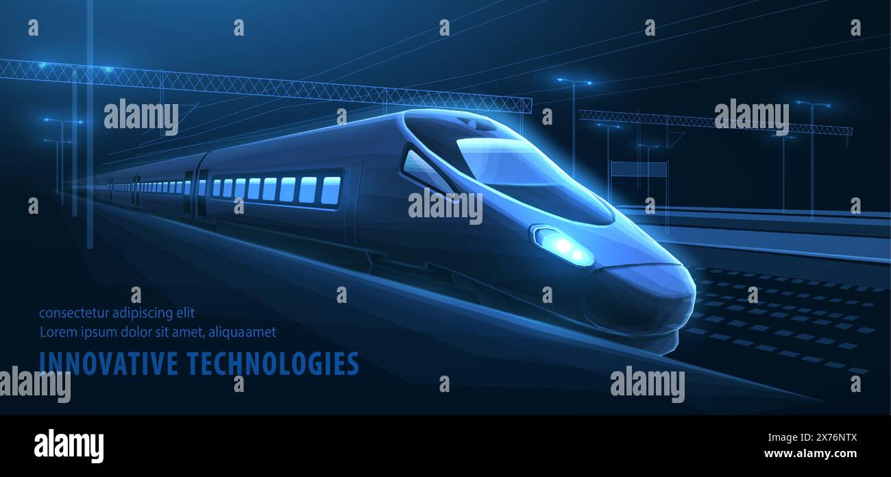 Fast express passenger train on city station. Modern technology Stock ...