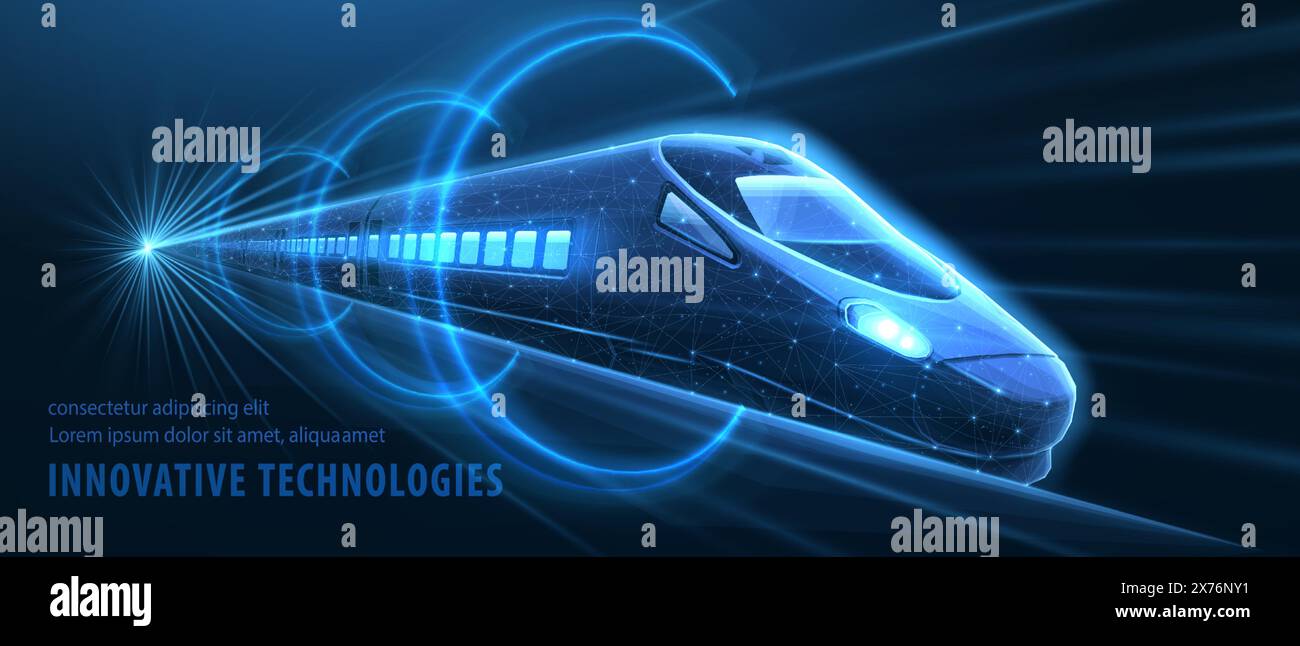 Fast modern express passenger train no high speed railway in hyperloop ...