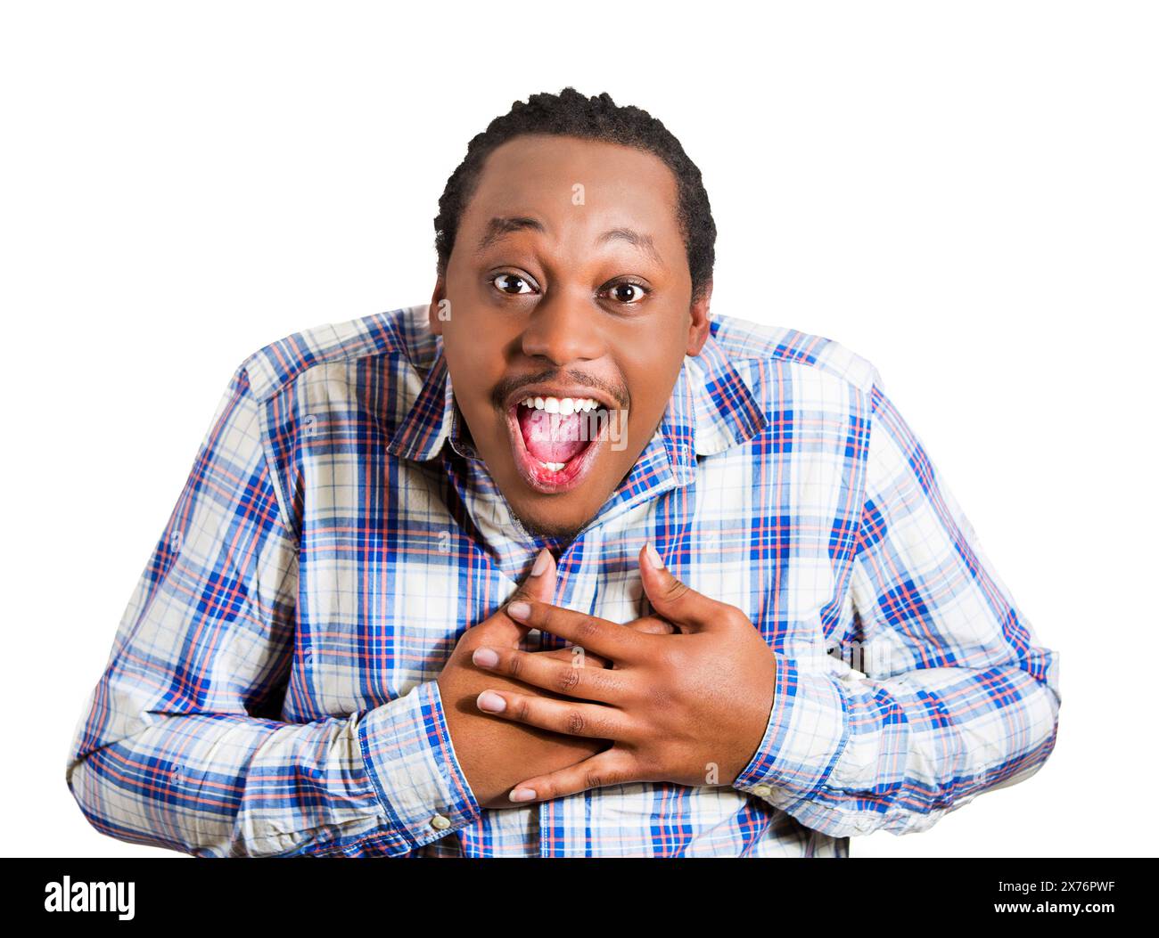 Man with shocked, amazed expression isolated on white background Stock ...