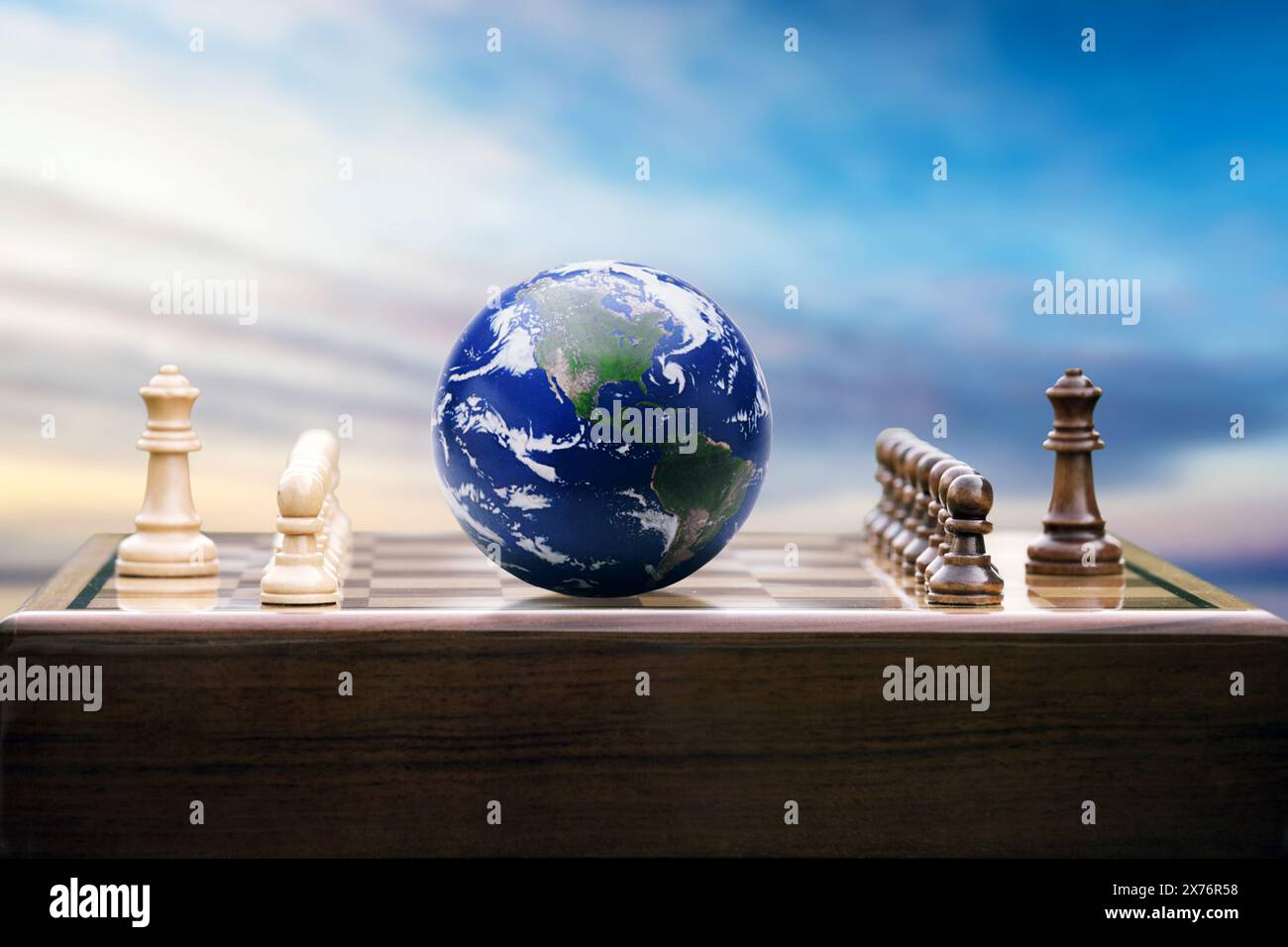 Earth globe on a chessboard. Strategy, world politics concept Stock ...