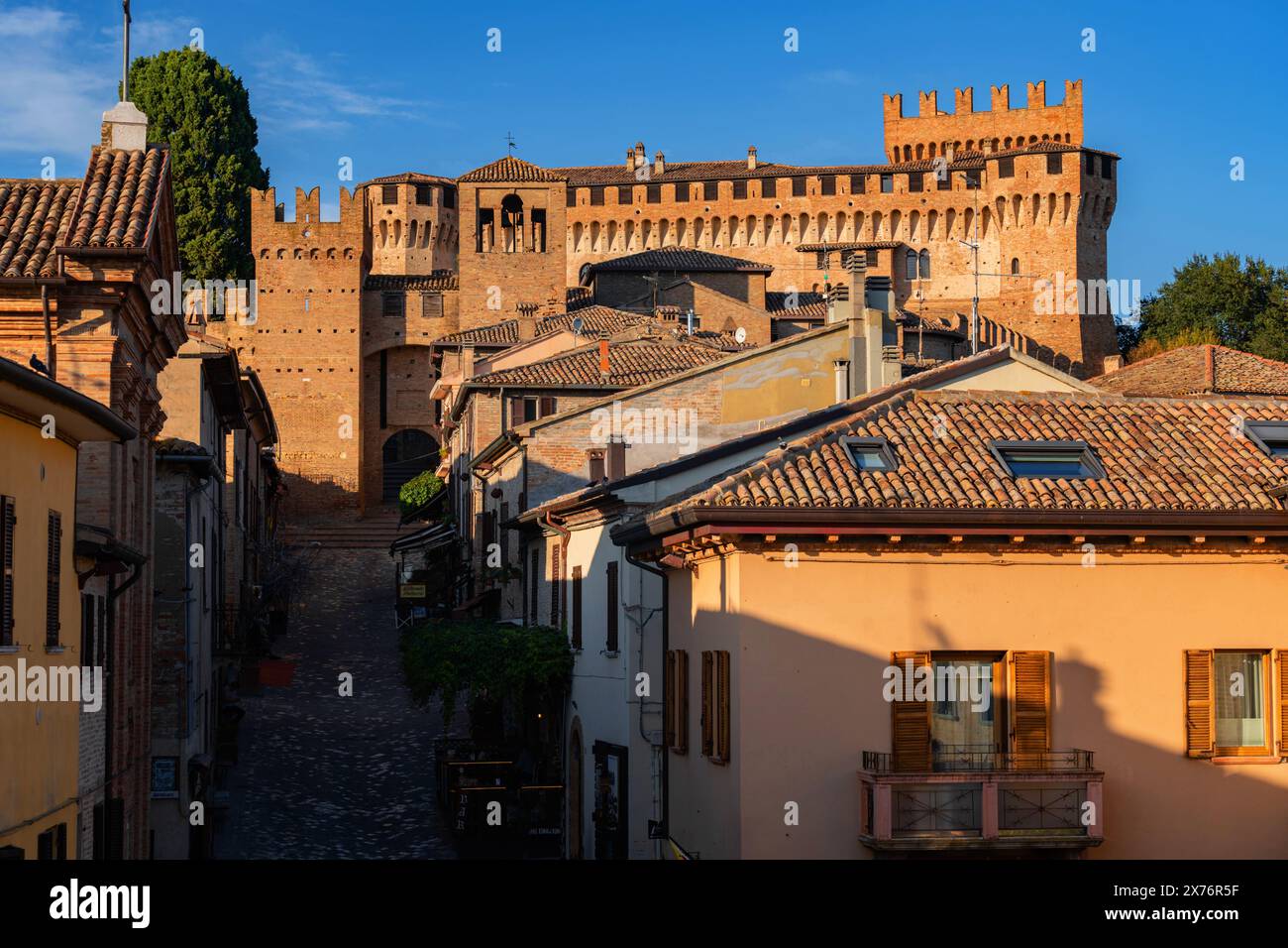 Gradara, Italy - August, 25, 2022: sunset over gradara castle and ...
