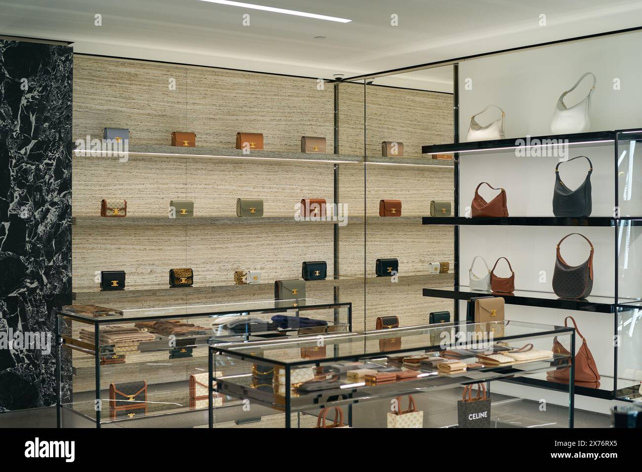 HONG KONG, CHINA - DECEMBER 05, 2023: interior shot of Celine store in ...