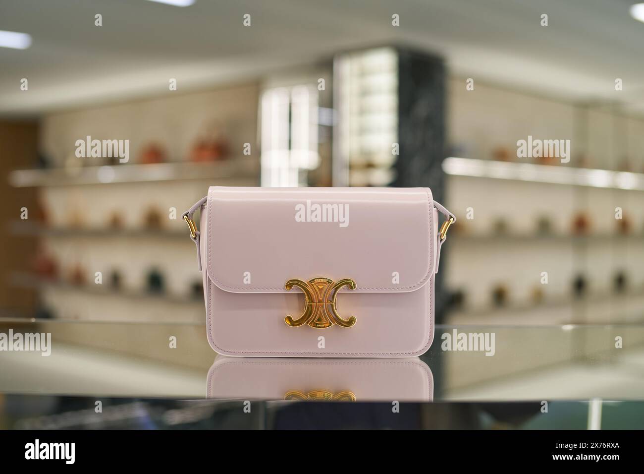 HONG KONG, CHINA - DECEMBER 05, 2023: close up shot of a bag displayed ...