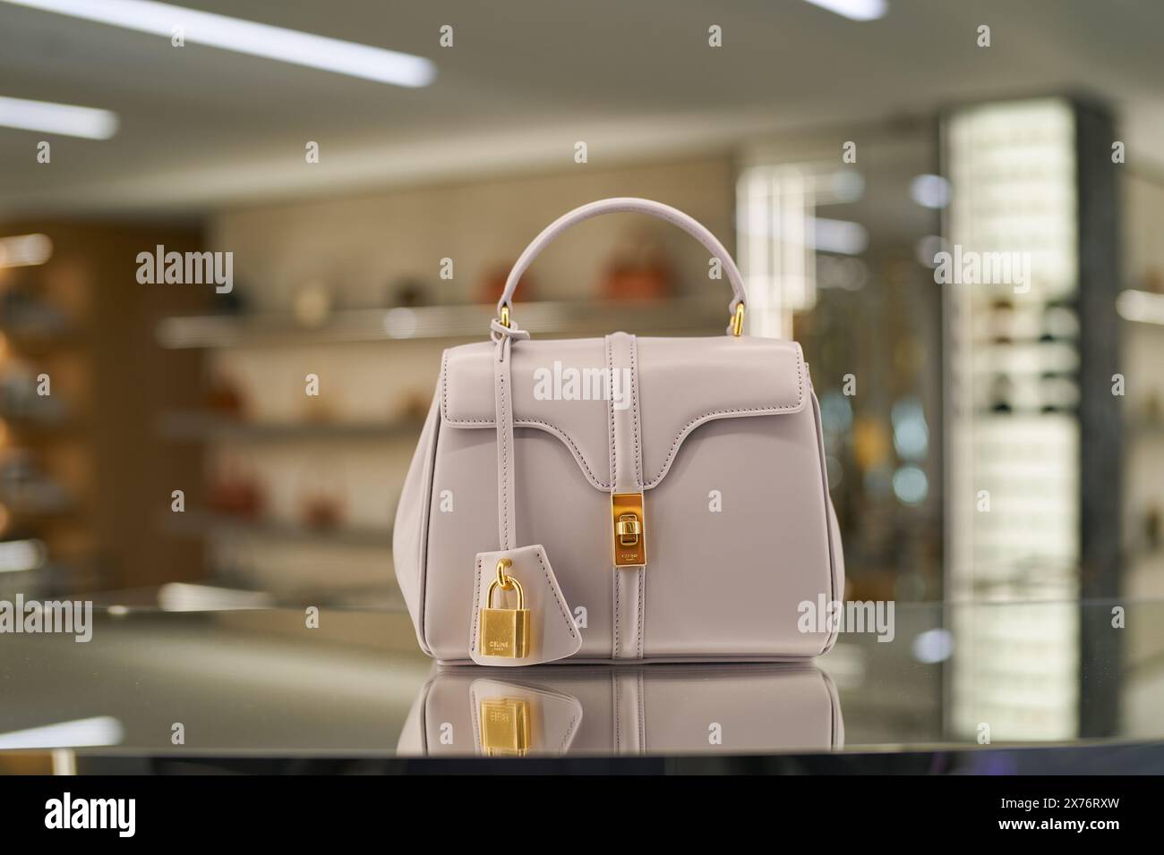 HONG KONG, CHINA - DECEMBER 05, 2023: close up shot of a bag displayed ...
