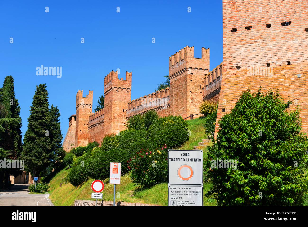 Gradara, Italy - August, 25, 2022: medieval castle walls in Gradara ...