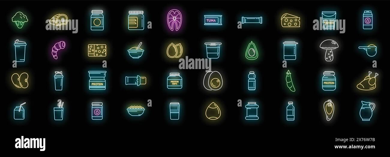 Protein nutrient icons set outline vector. Fat fiber. Nutrition dietary ...