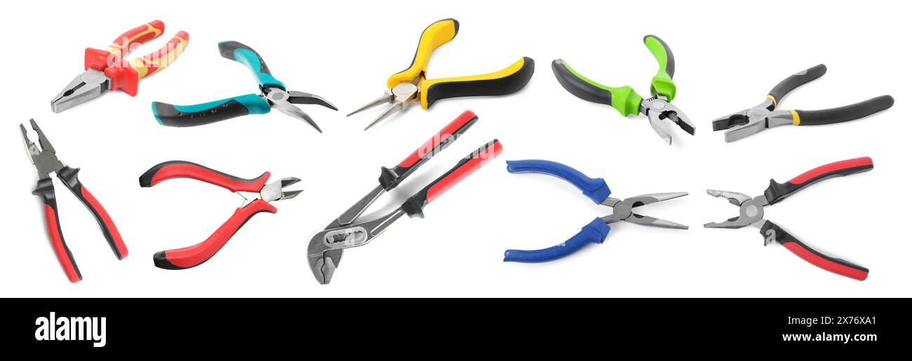 Different types of pliers isolated on white, set Stock Photo - Alamy