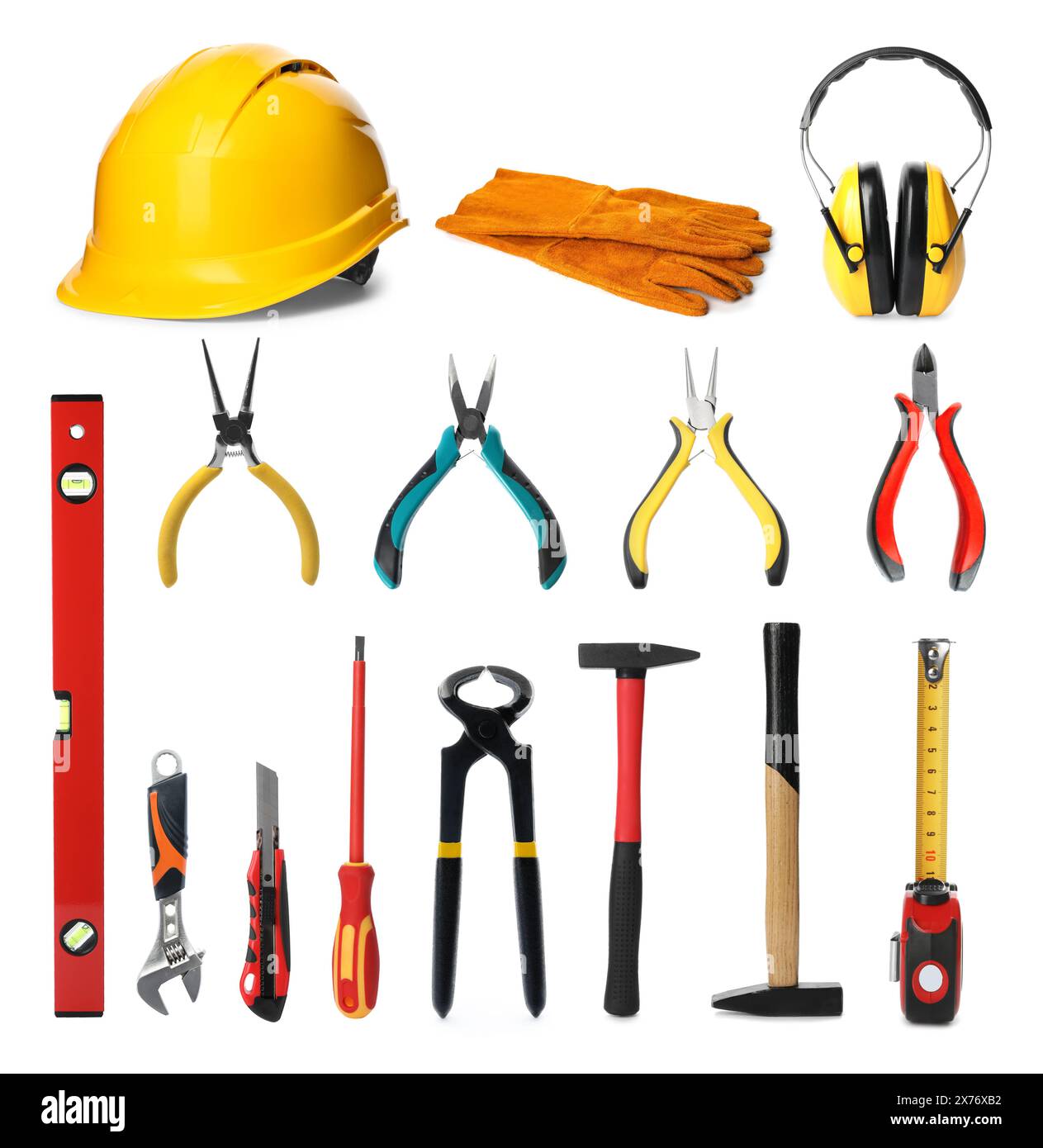 Different construction tools isolated on white, set Stock Photo - Alamy