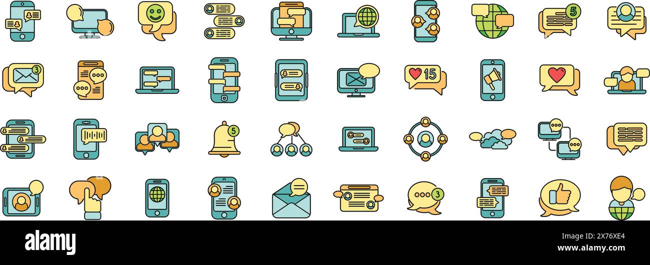 Messaging network icons set outline vector. Share star. People data ...