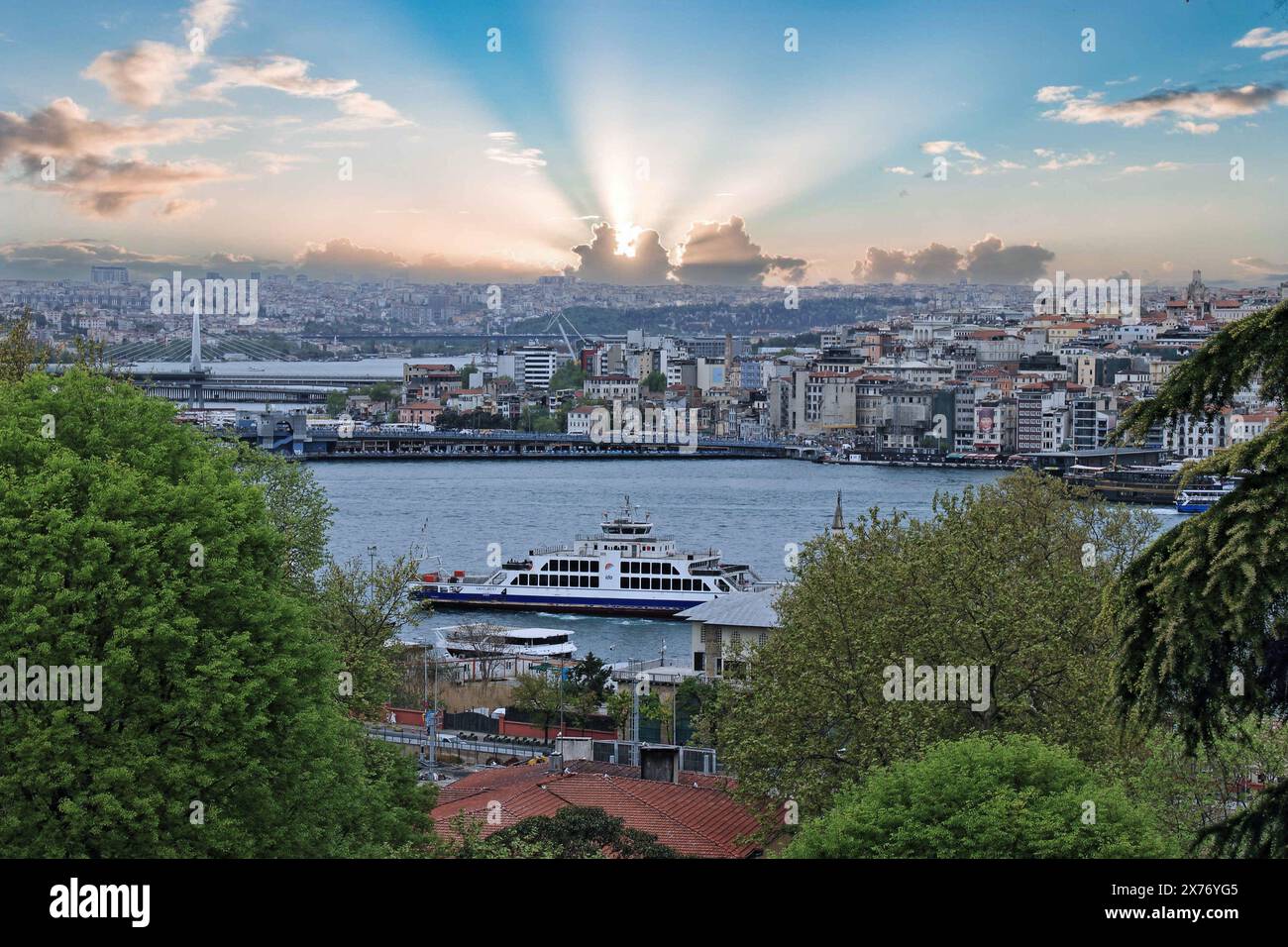 The skyline of Istanbul from Bosphorus Strait Stock Photo - Alamy