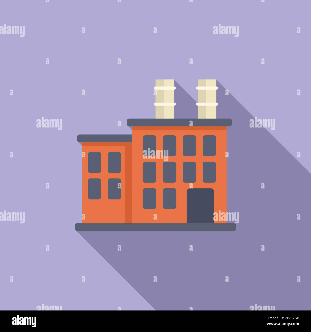 Colorful cartoon factory building illustration with flat design and ...