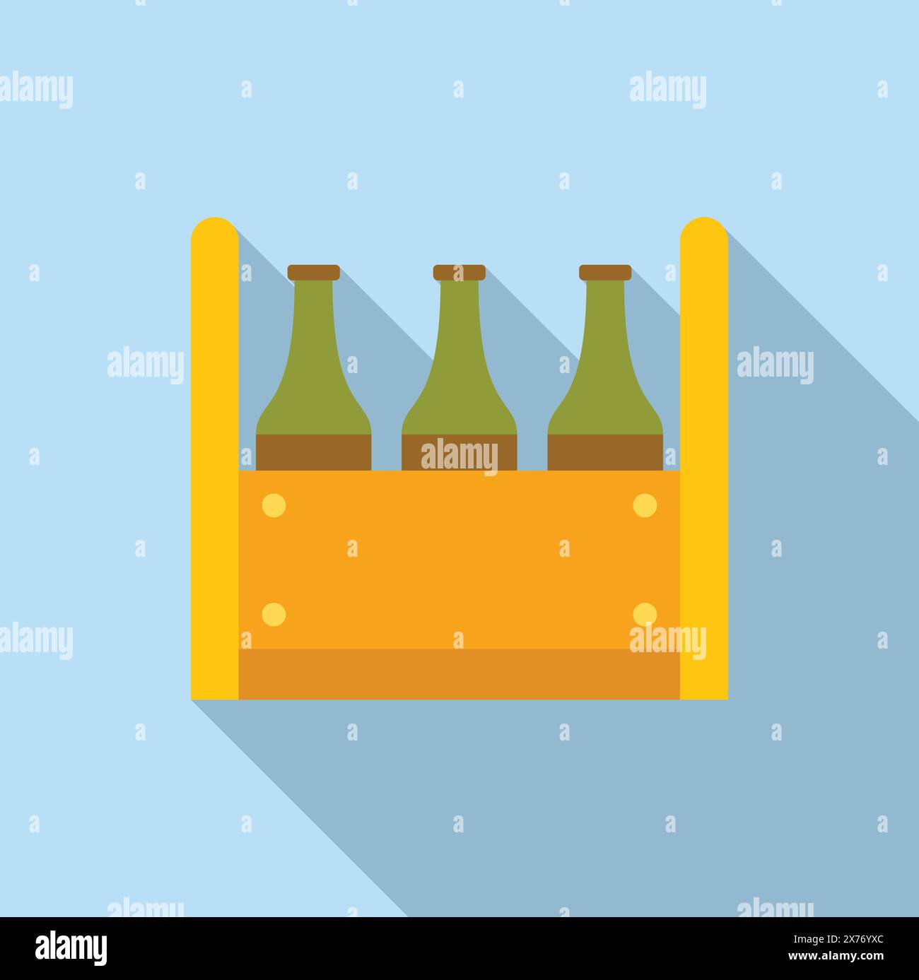 Vector illustration of a flat design icon featuring a wooden beer caddy ...