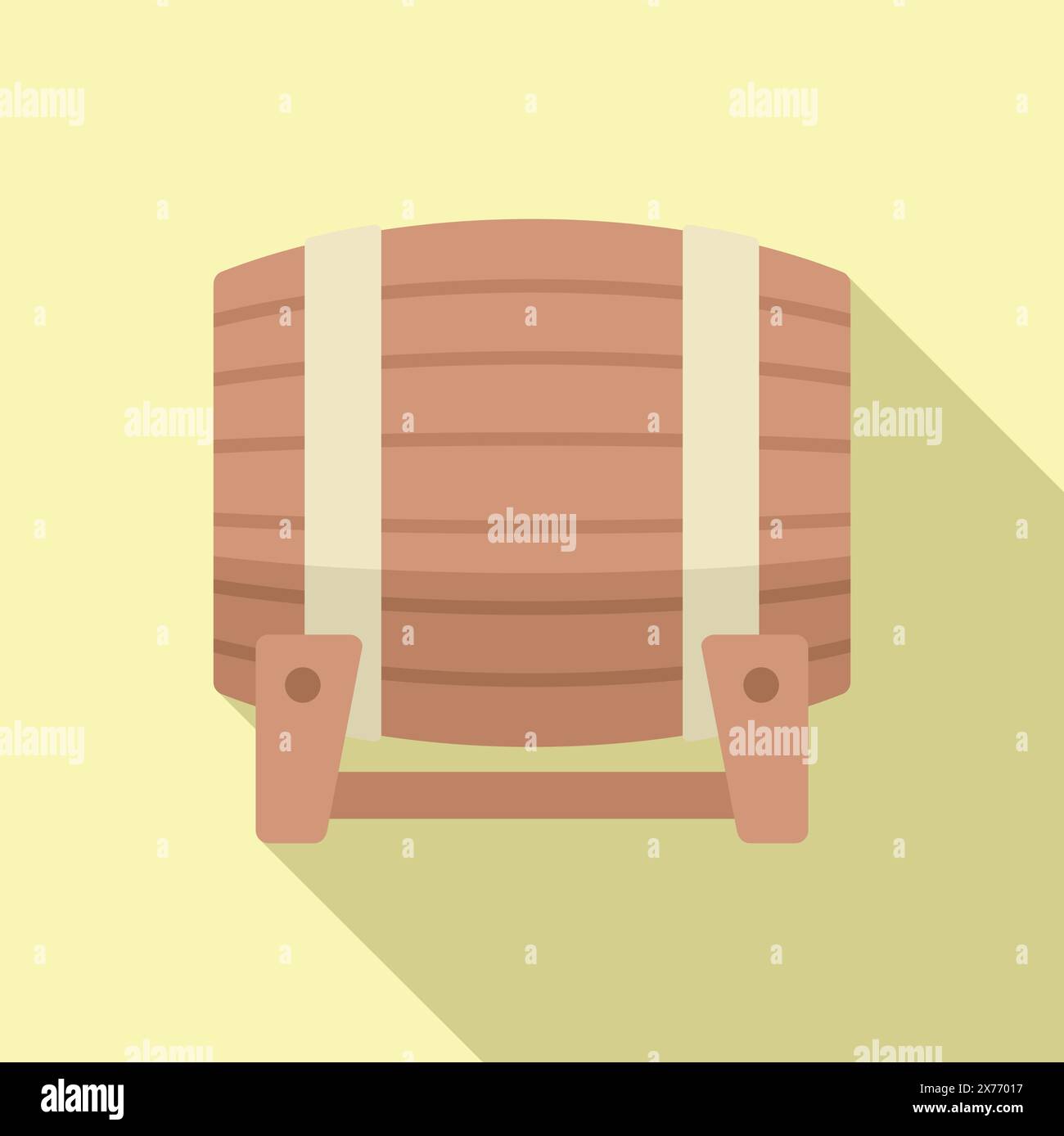 Flat design illustration of a simple wooden barrel with bands, suitable ...