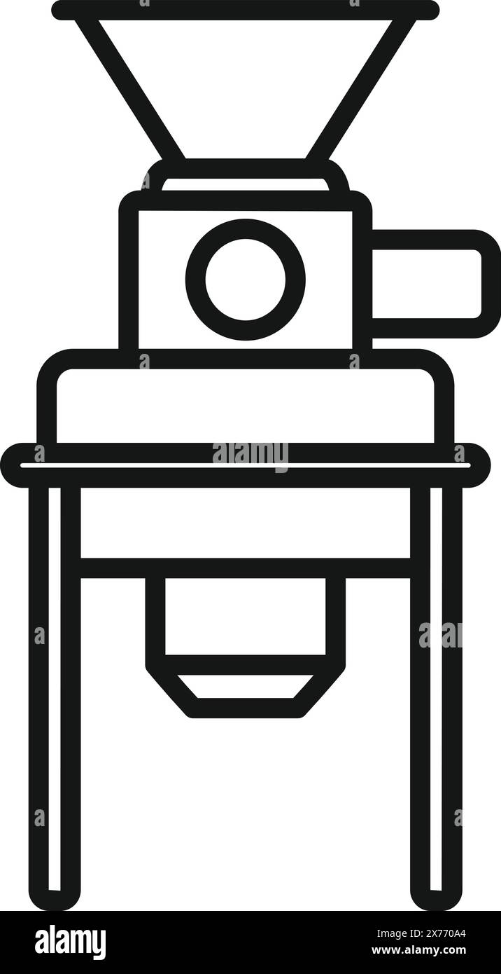 Black and white line art icon of a commercial meat grinder for ...
