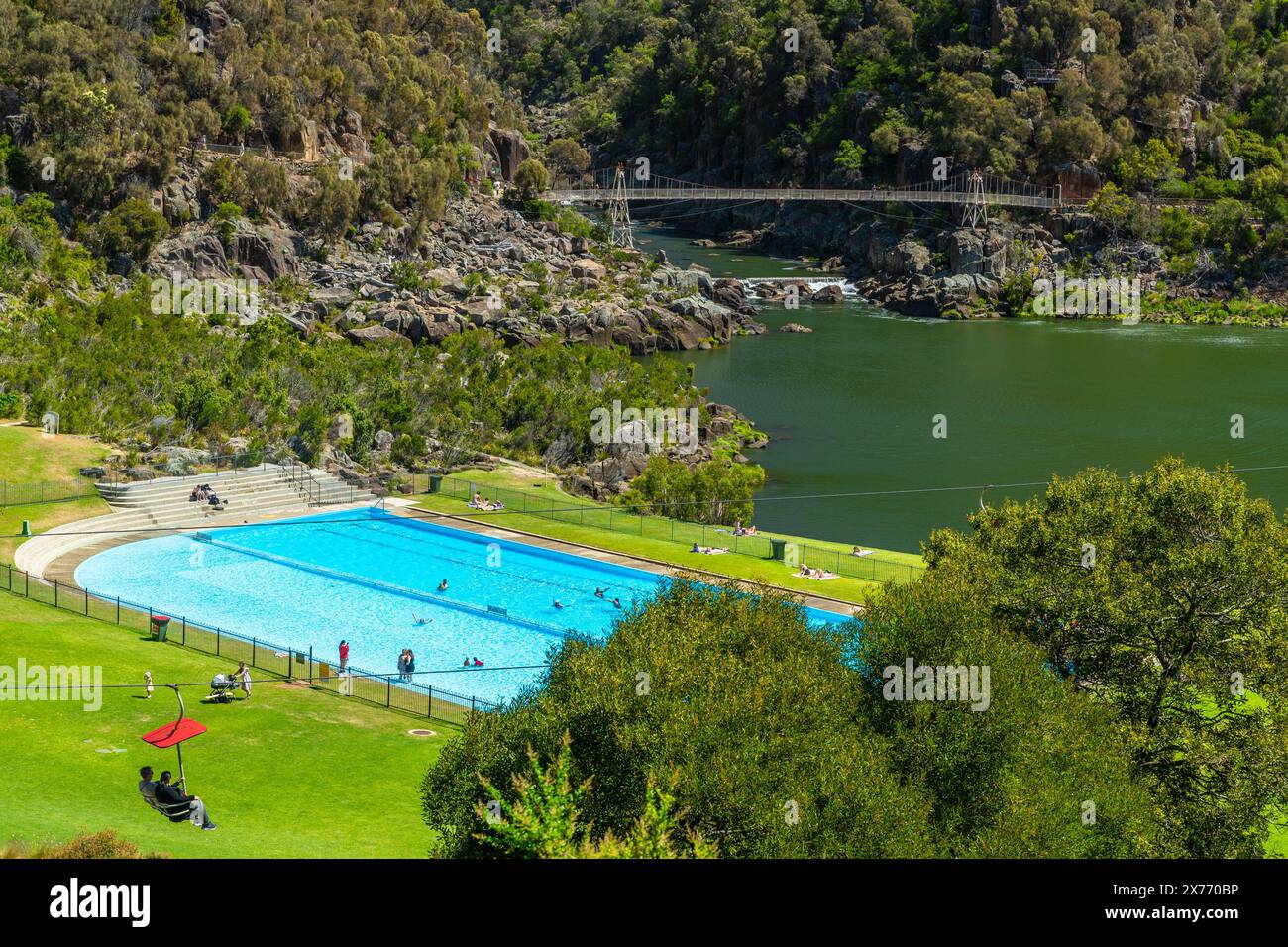 Cataract Gorge in Launceston, Tasmania, Australia. The popular parkland ...