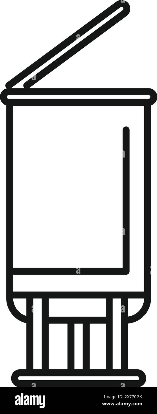 Simple black and white line drawing of an open trash can, suitable for ...