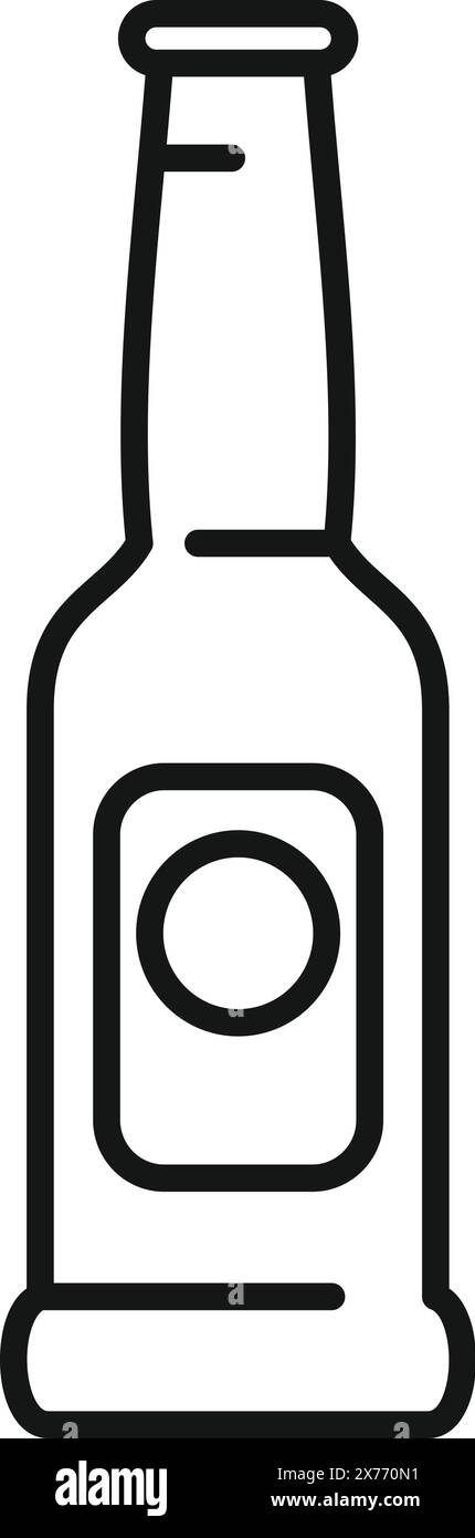 Simple line art vector design of a beer bottle, suitable for icons ...