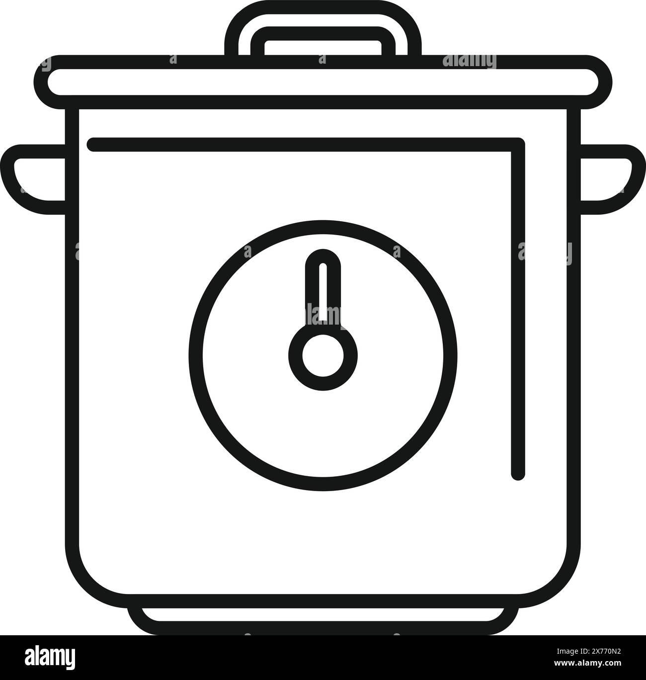 Black and white line icon of a contemporary electric pressure cooker ...